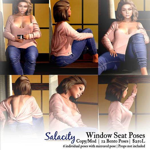 Second Life Marketplace - Salacity Poses - Window Seat Female